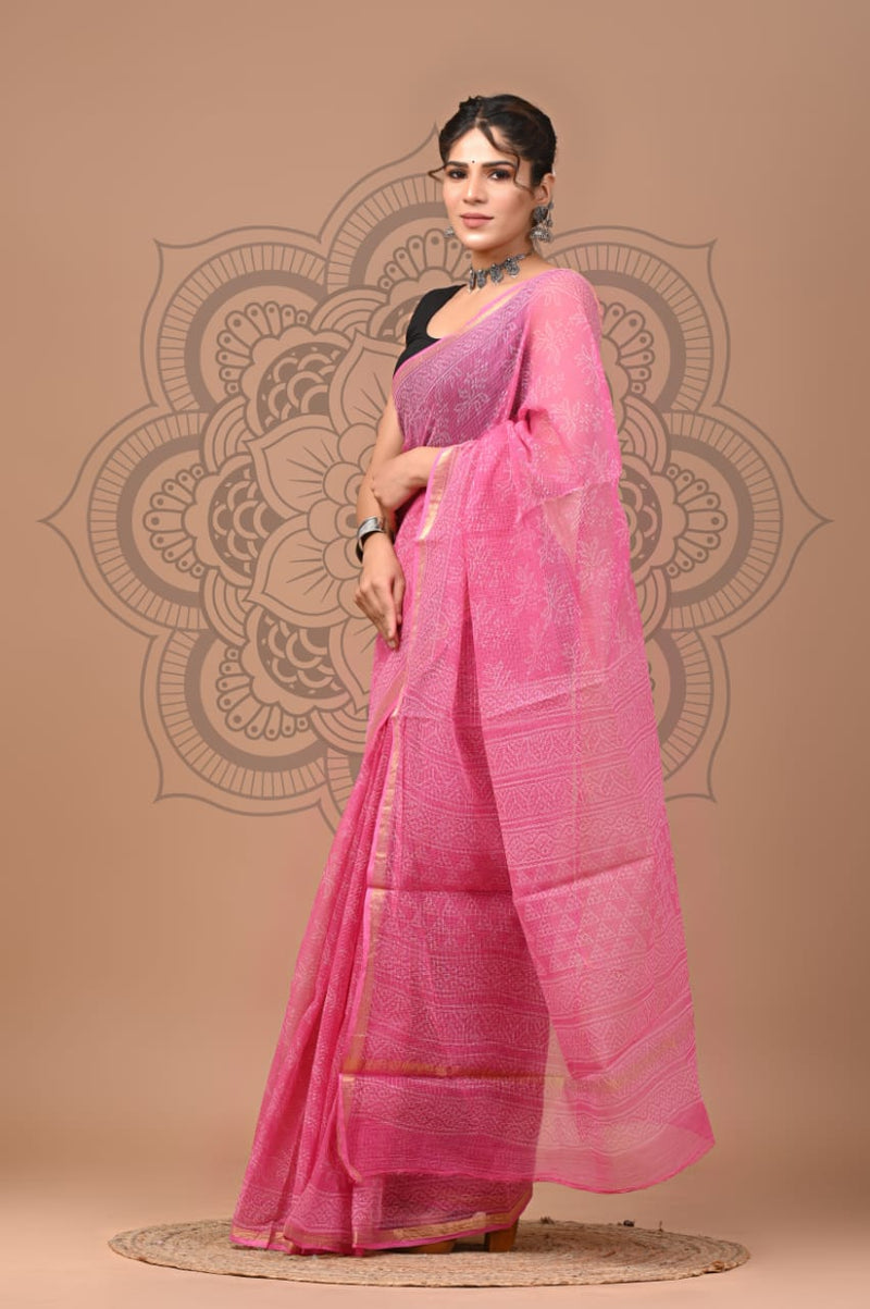 DESIGNER HAND BLOCK PRINTED KOTA DORIYA SILK SAREE(KDSYS30) – Yuvi style