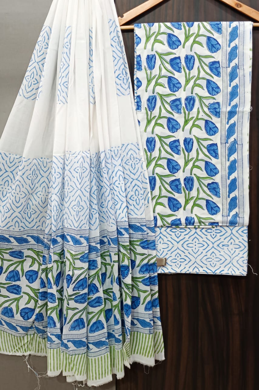 Traditional Hand Block Print Pure Cotton Suit With Cotton Mulmul ...