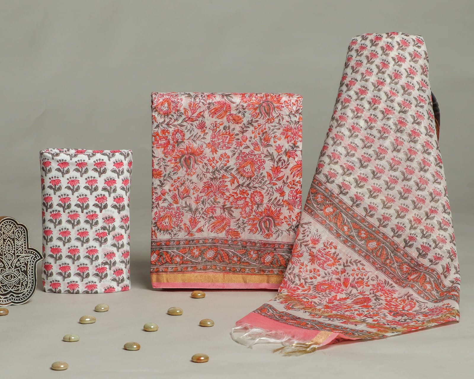 Exclusive Hand Block Chanderi Silk Suit Set With Chanderi Dupatta ...