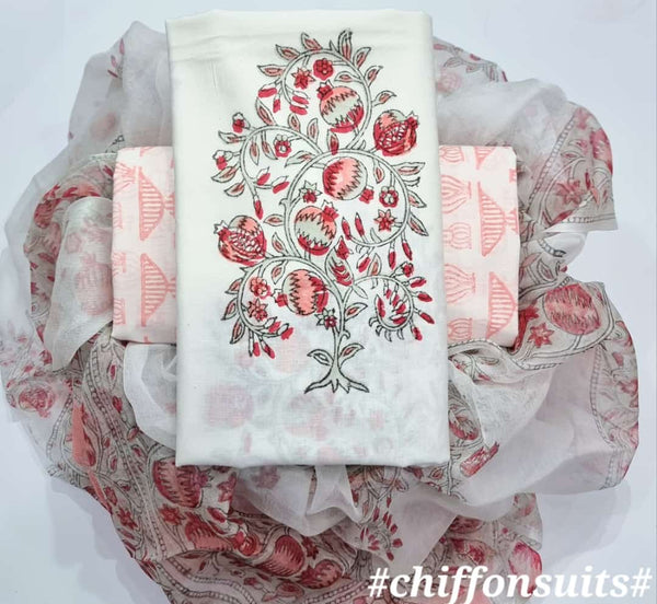 Shop Cotton Suit With Chiffon Dupatta Online – Yuvi style