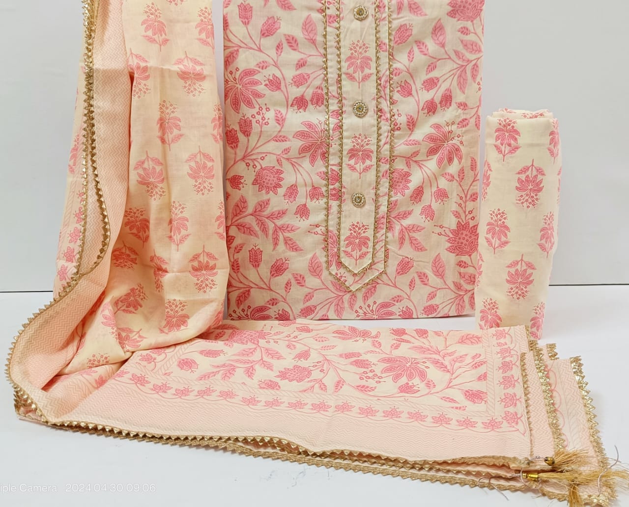 GOTA WORK SUIT SET WITH COTTON DUPATTA (GOTAYS72)