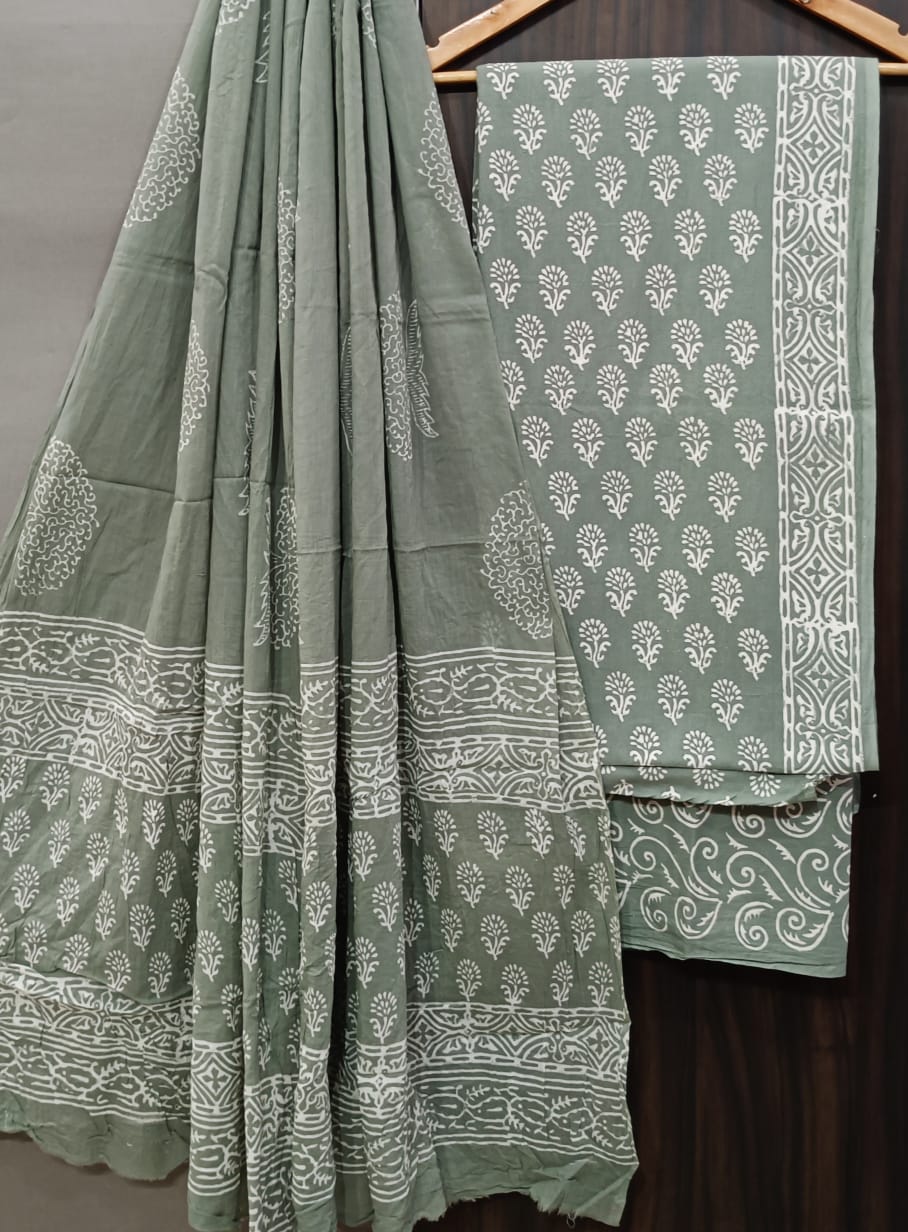 Designer Hand Block Print Pure Cotton Suit With Mulmul Dupatta Malys102 ...